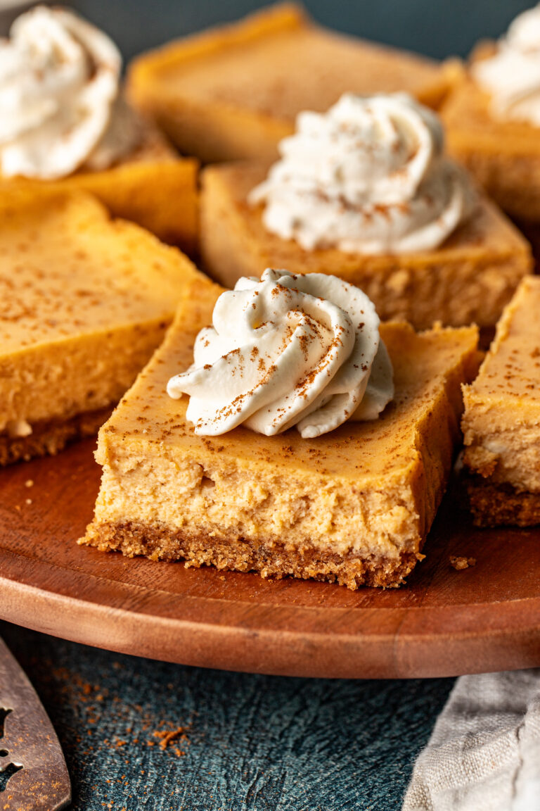 Sweet Potato Cheesecake Bars with Maple Whipped Cream - Butter Love & Salt